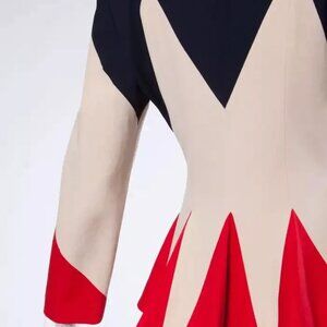 Moschino | Jackets & Coats | Moschino Ivory Red Black Triangle Jacket ...